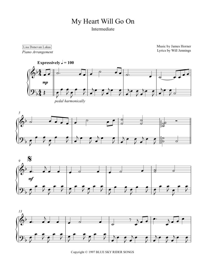 My Heart Will Go On – Intermediate Piano | Lisa Donovan Lukas