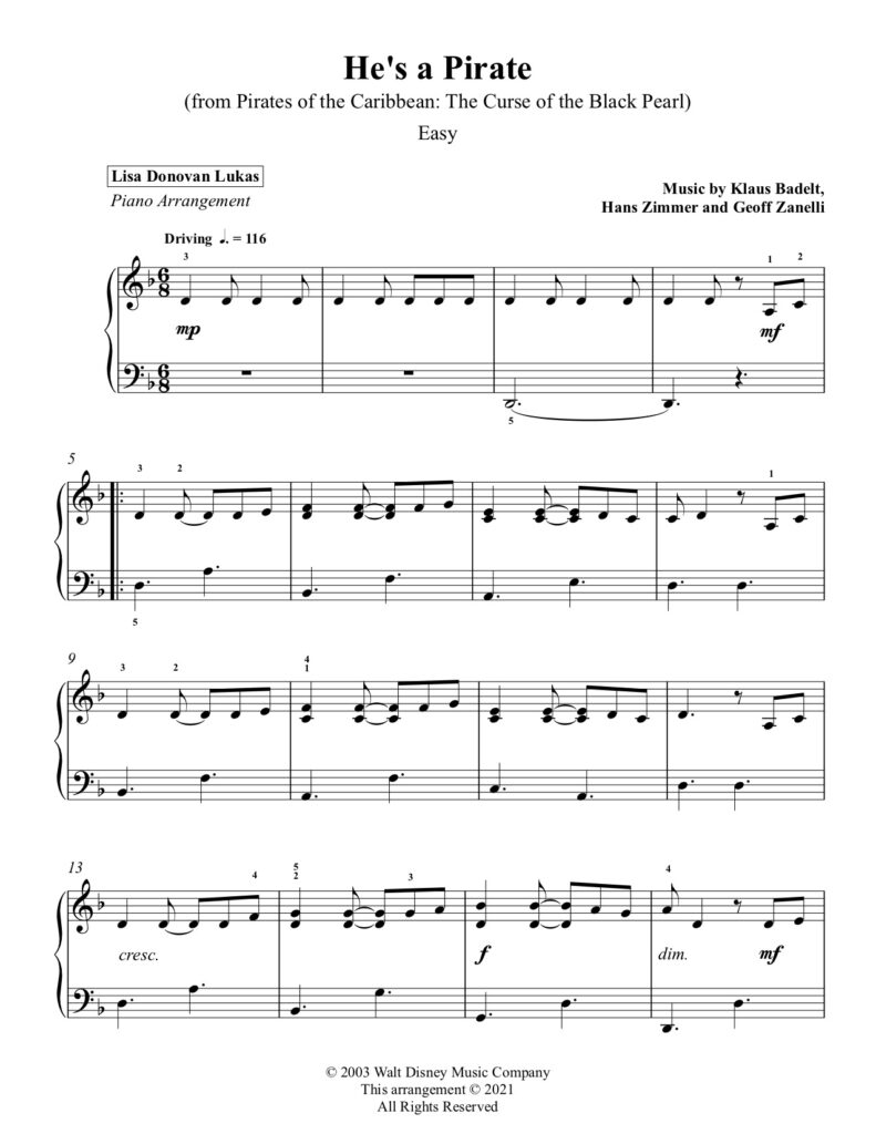 He’s a Pirate – Easy | Lisa Donovan Lukas