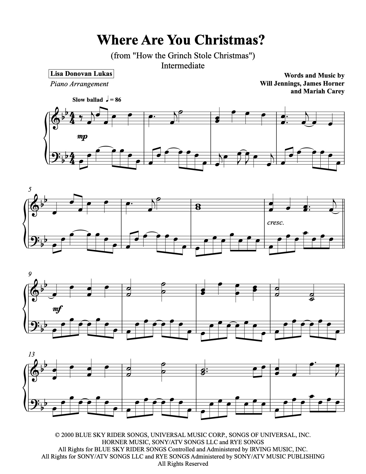 Where Are You Christmas Intermediate Lisa Donovan Lukas