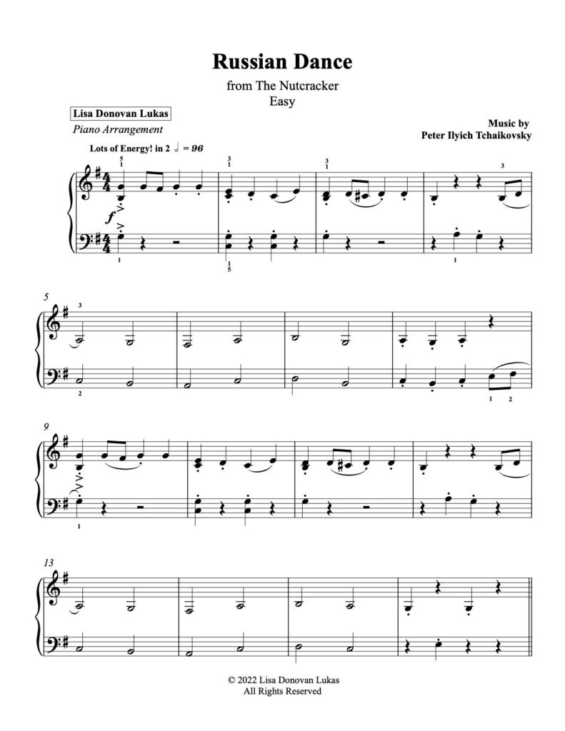 Russian Dance from The Nutcracker – Easy | Lisa Donovan Lukas